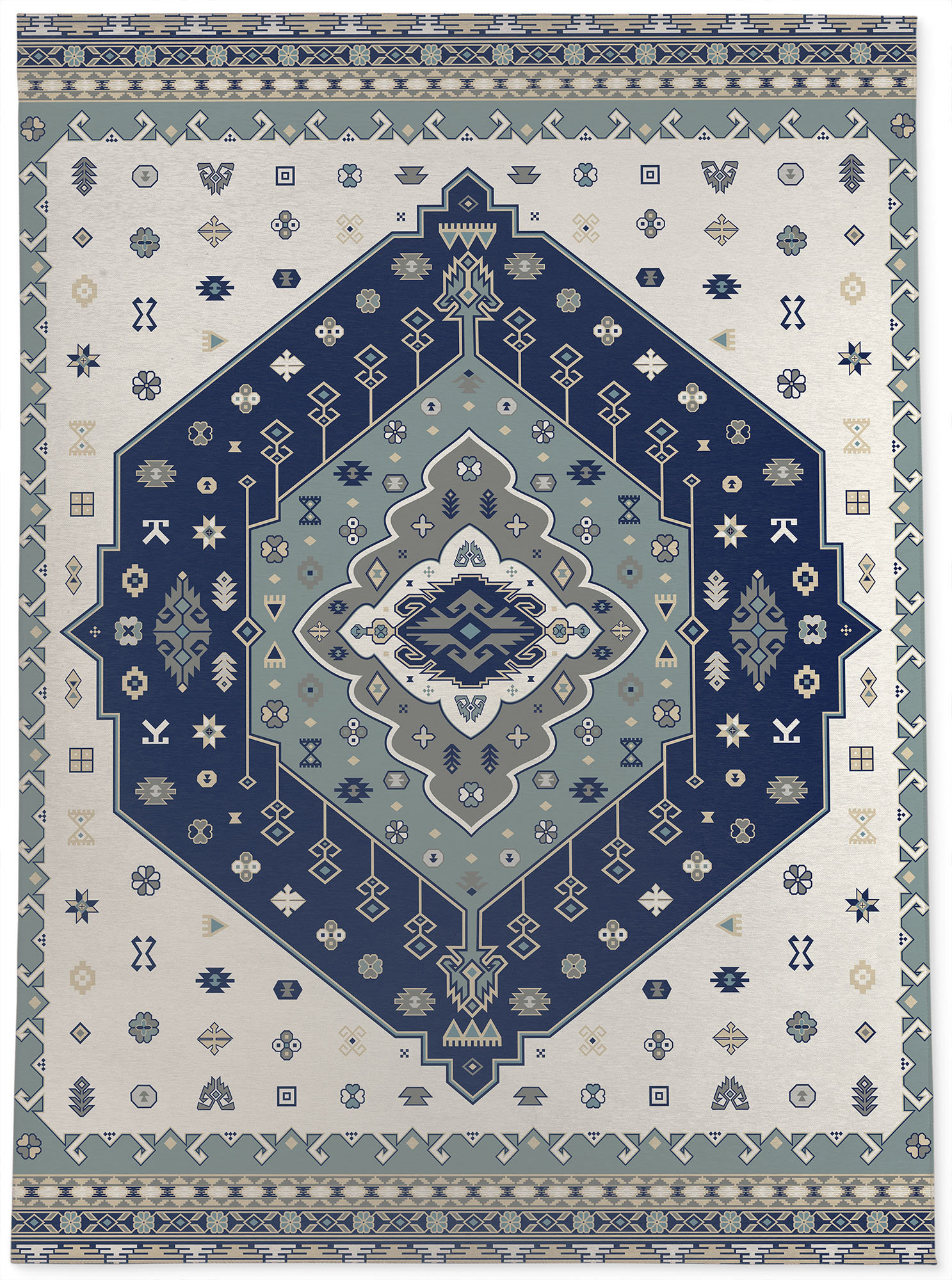 KAVKA DESIGNS ADANA BLUE & IVORY Area Rug By Marina Gutierrez | Wayfair