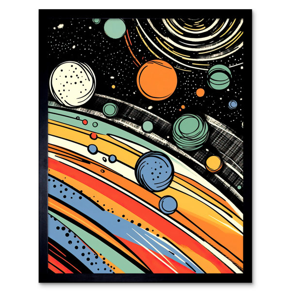 17 Stories Maxene Outer Space Comic Book Style Milky Way Planets Rings ...