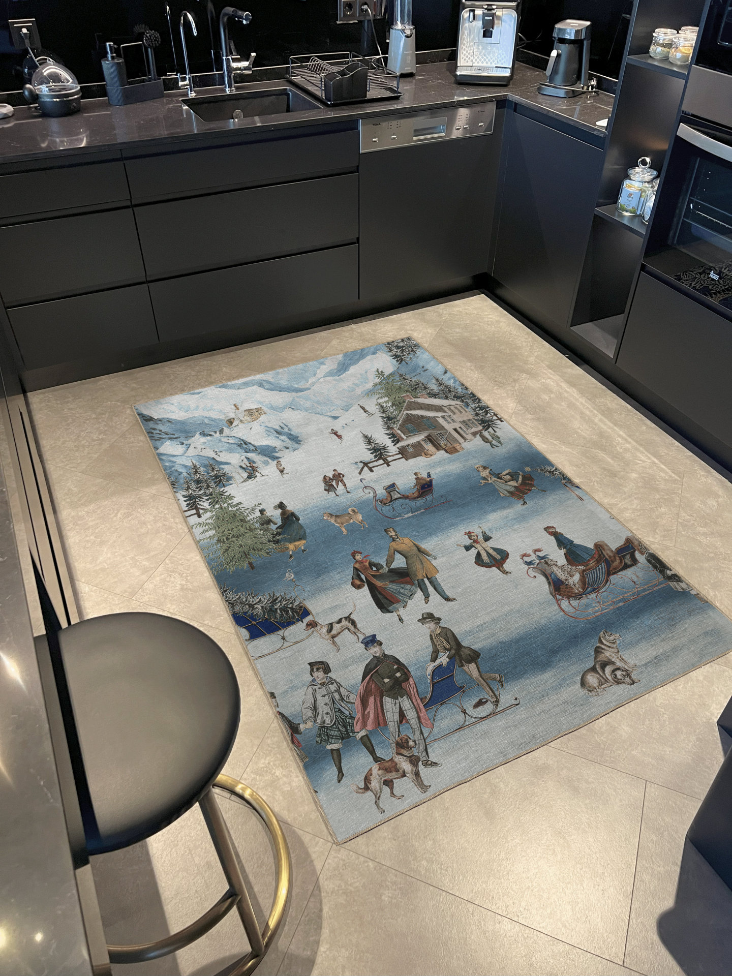 Dakota Fields Winter-Themed Sleigh, Wolf, and Human Patterned Creative ...