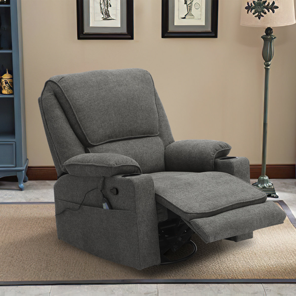 Latitude Run® Swivel Rocker Recliner With Massage And Heated Functions ...