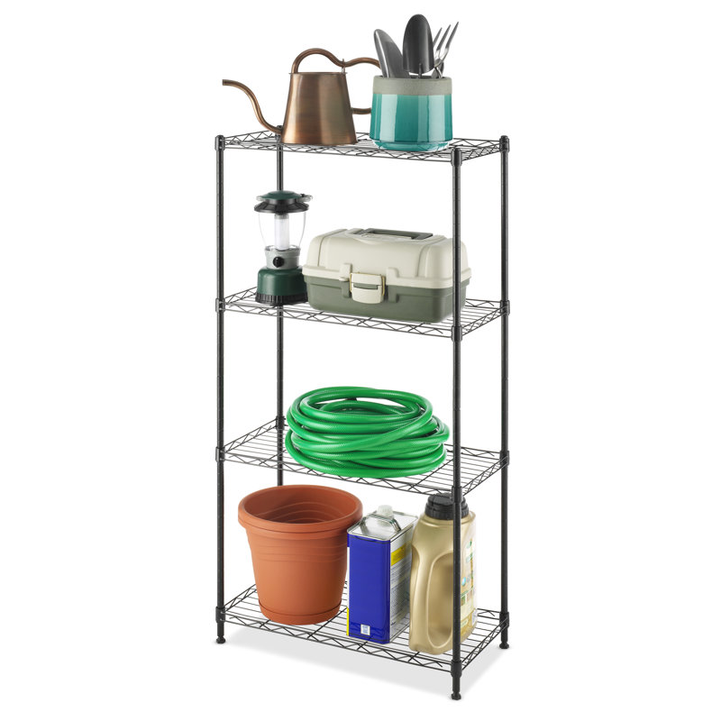Rebrilliant Supreme 4-Tier Shelving - 100 lb. per Shelf - Black | Wayfair