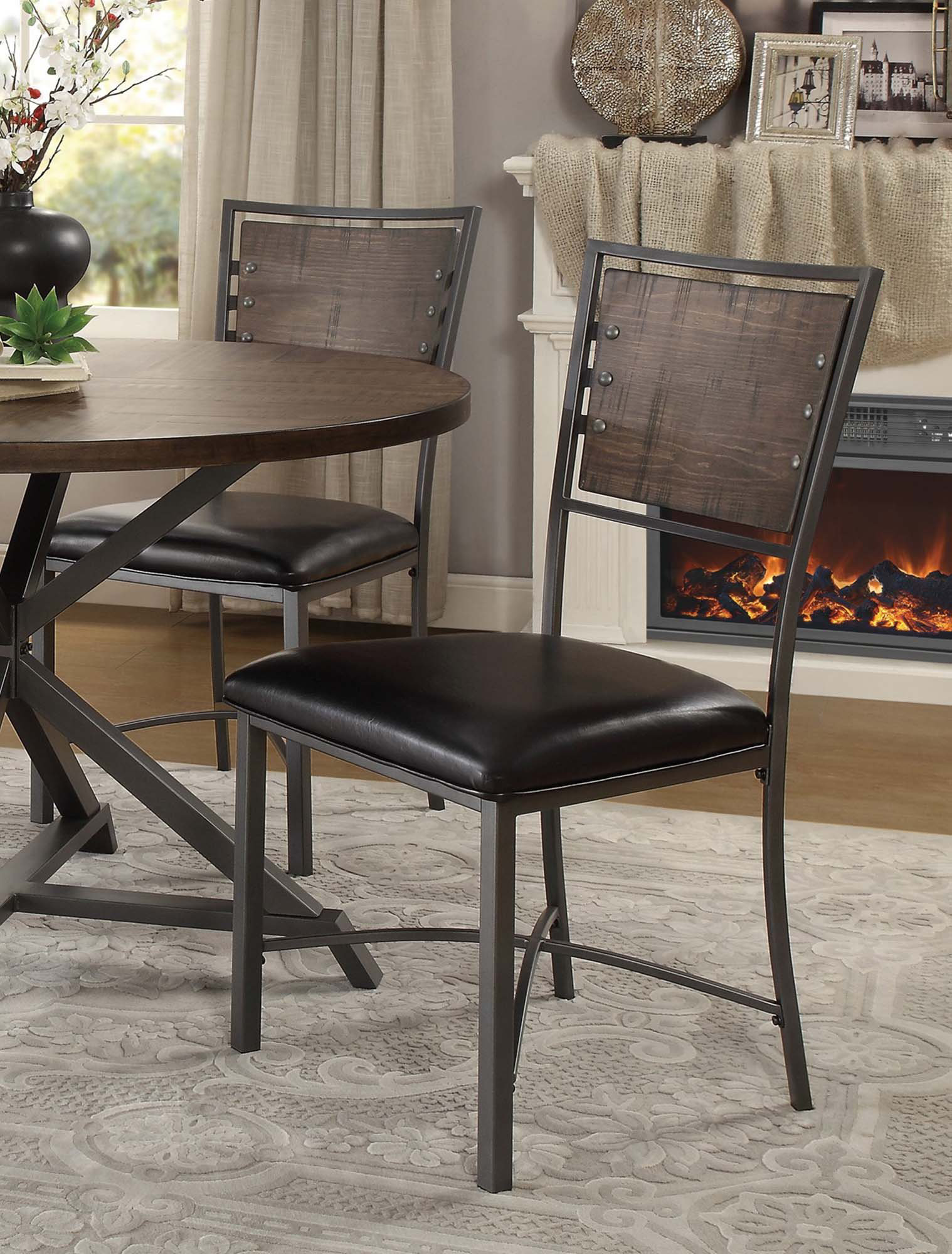 17 Stories Industrial Style Metal Frame Chairs Set Of 2 | Wayfair