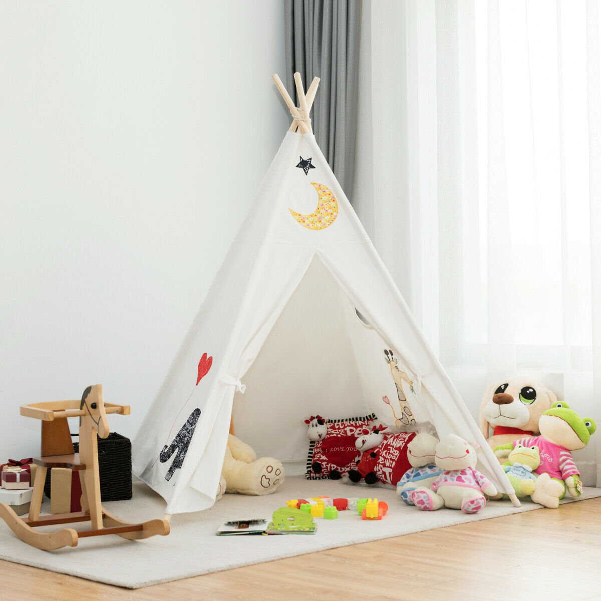 Costway Children Sleeping Dome Portable Triangular Play Tent with ...