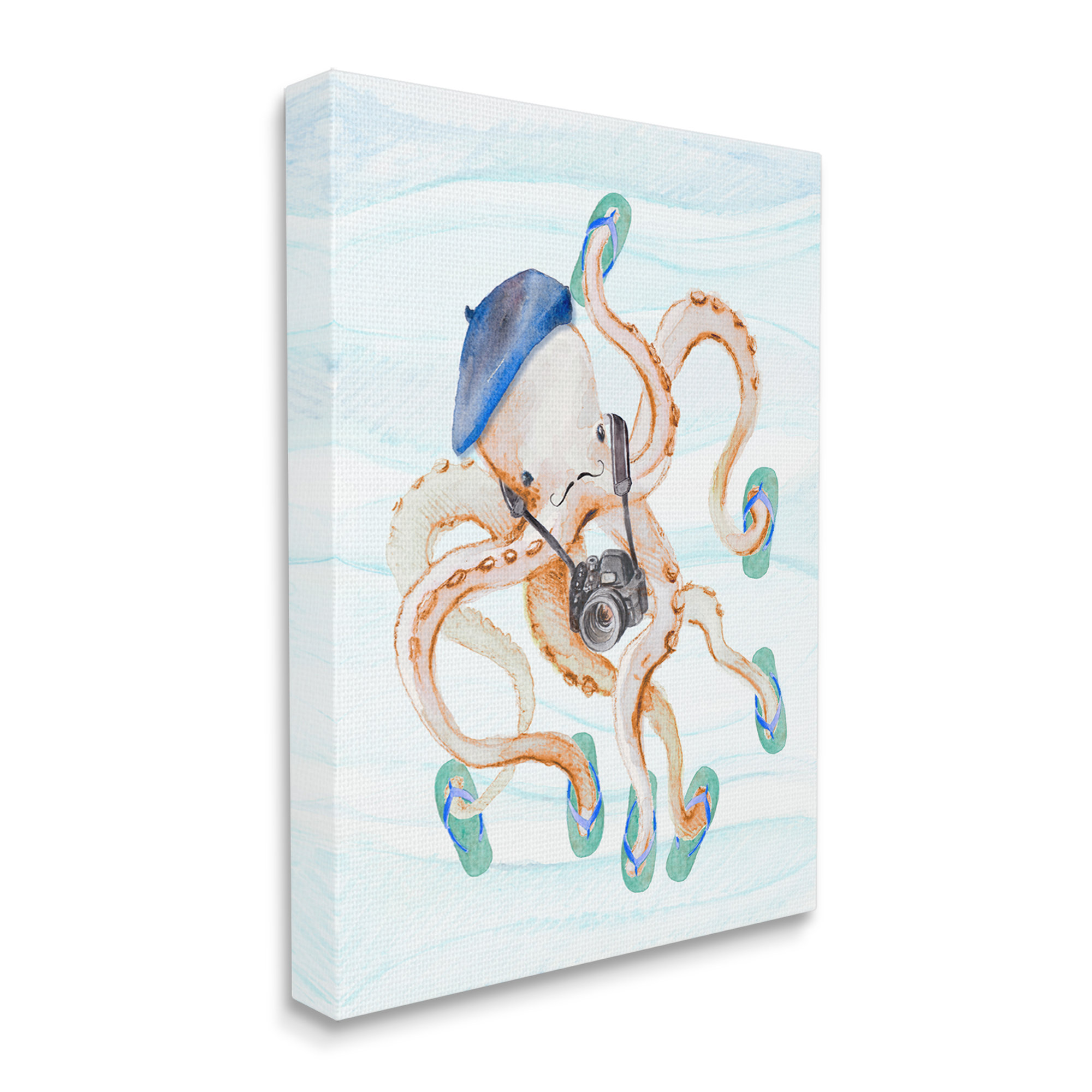 Stupell Industries Vacation Tourist Octopus Funny Canvas Wall Art By ...