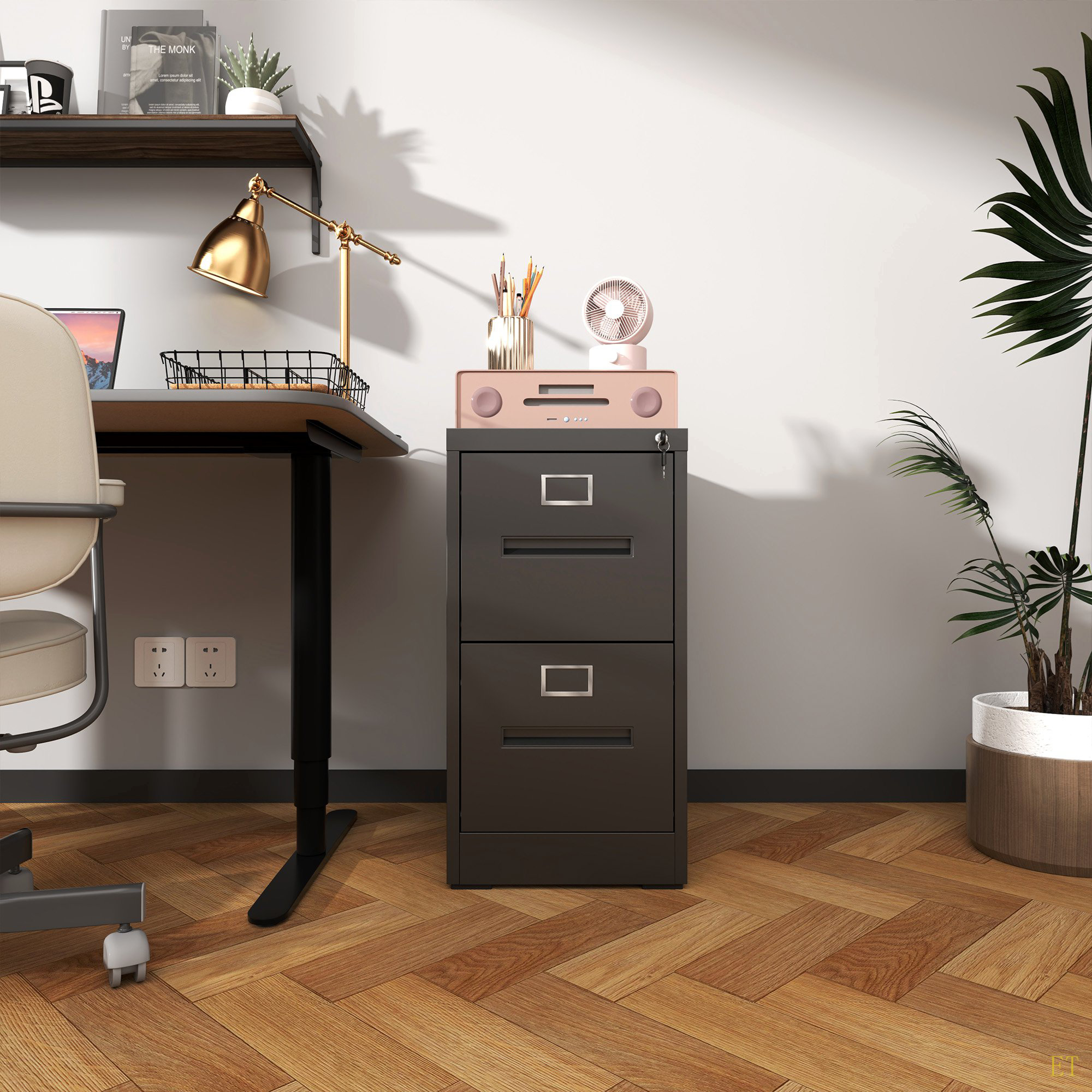 Ebern Designs 2 Drawer File Cabinet With Lock Metal Vertical File ...