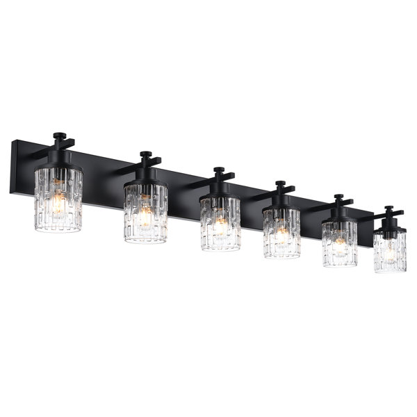 Everly Quinn 6-Light Bathroom Lighting, Modern Black Vanity Light ...