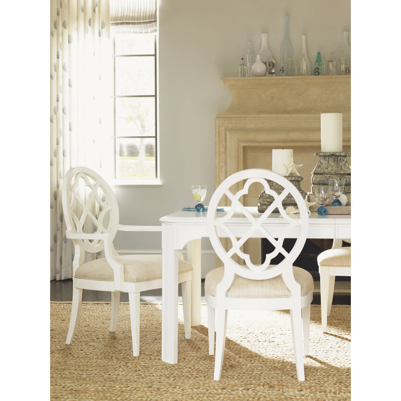 Tommy Bahama Home Ivory Key Cross Back Arm Chair in White/Beige | Wayfair