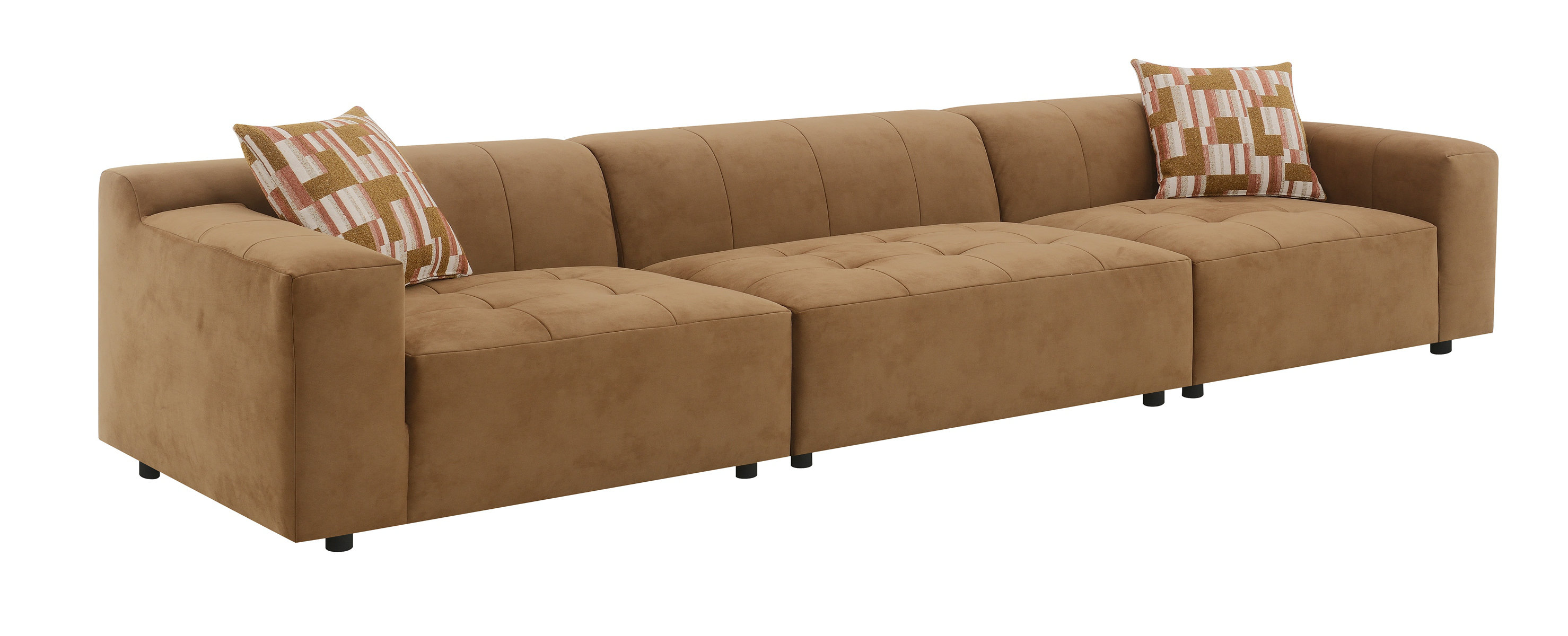 Hokku Designs Contemporary Modular Sofa Set, Chocolate Suede Finish ...