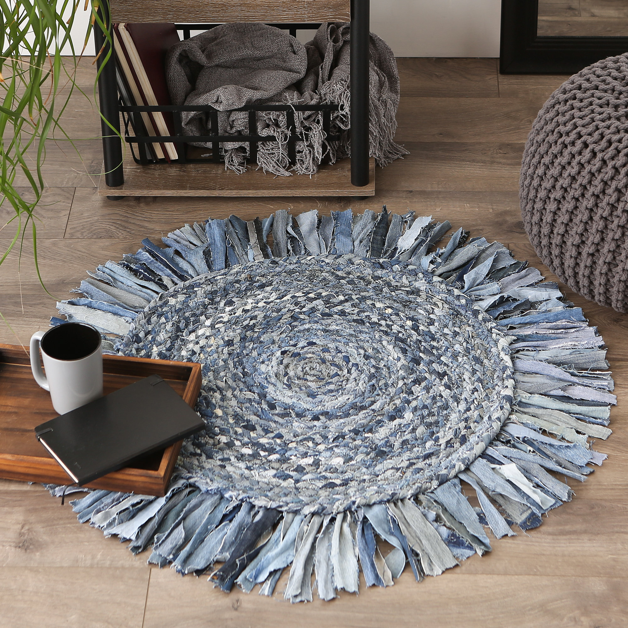 Dakota Fields DENIM RAG RUG 3 FT ROUND | Wayfair