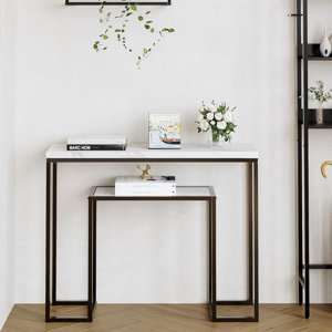 Wrought Studio™ 40 Inch Narrow Faux Marble Console Table for Entryway ...
