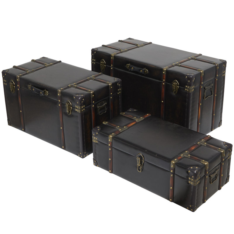 Darby Home Co Nubieber Faux Leather Studded Decorative Dark Brown Trunk ...