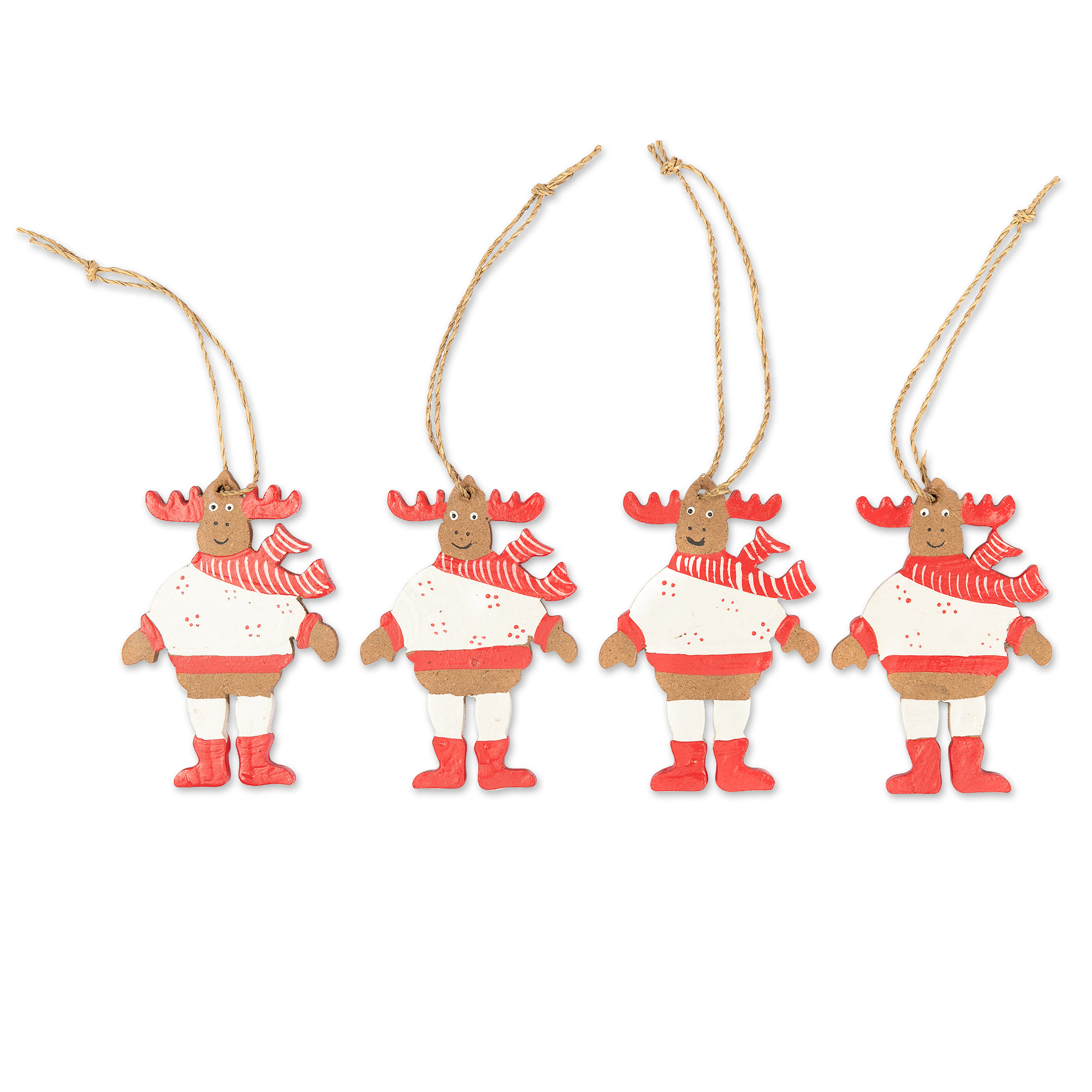Dakota Fields Handmade Smiley Moose Wood Ornaments (Set Of 4) - Wayfair ...