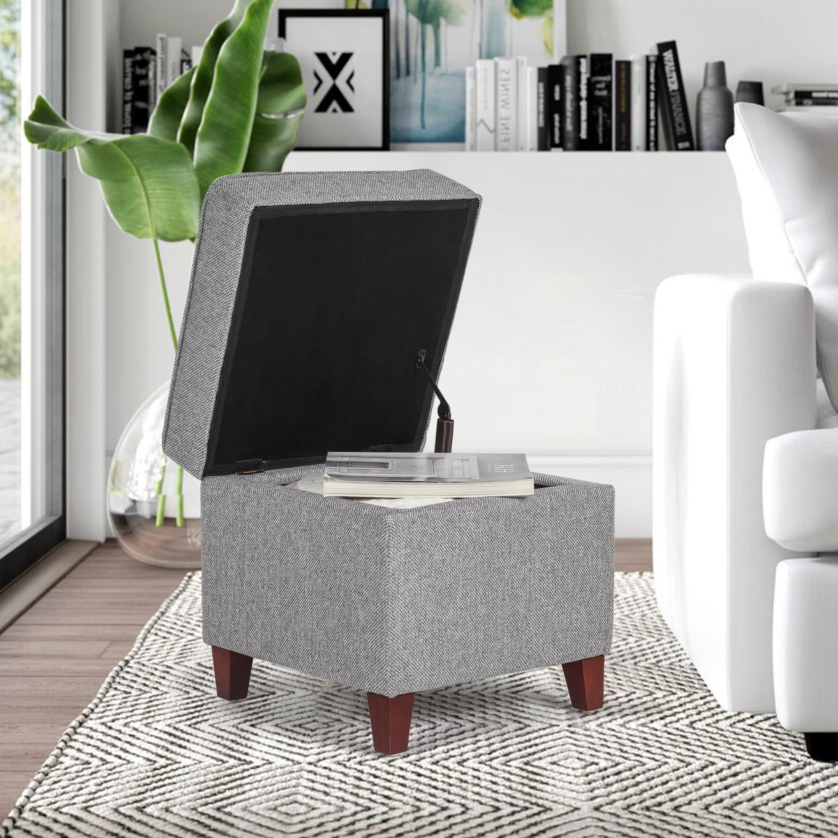 Ebern Designs Felixstowe Storage Ottoman Script & Reviews | Wayfair