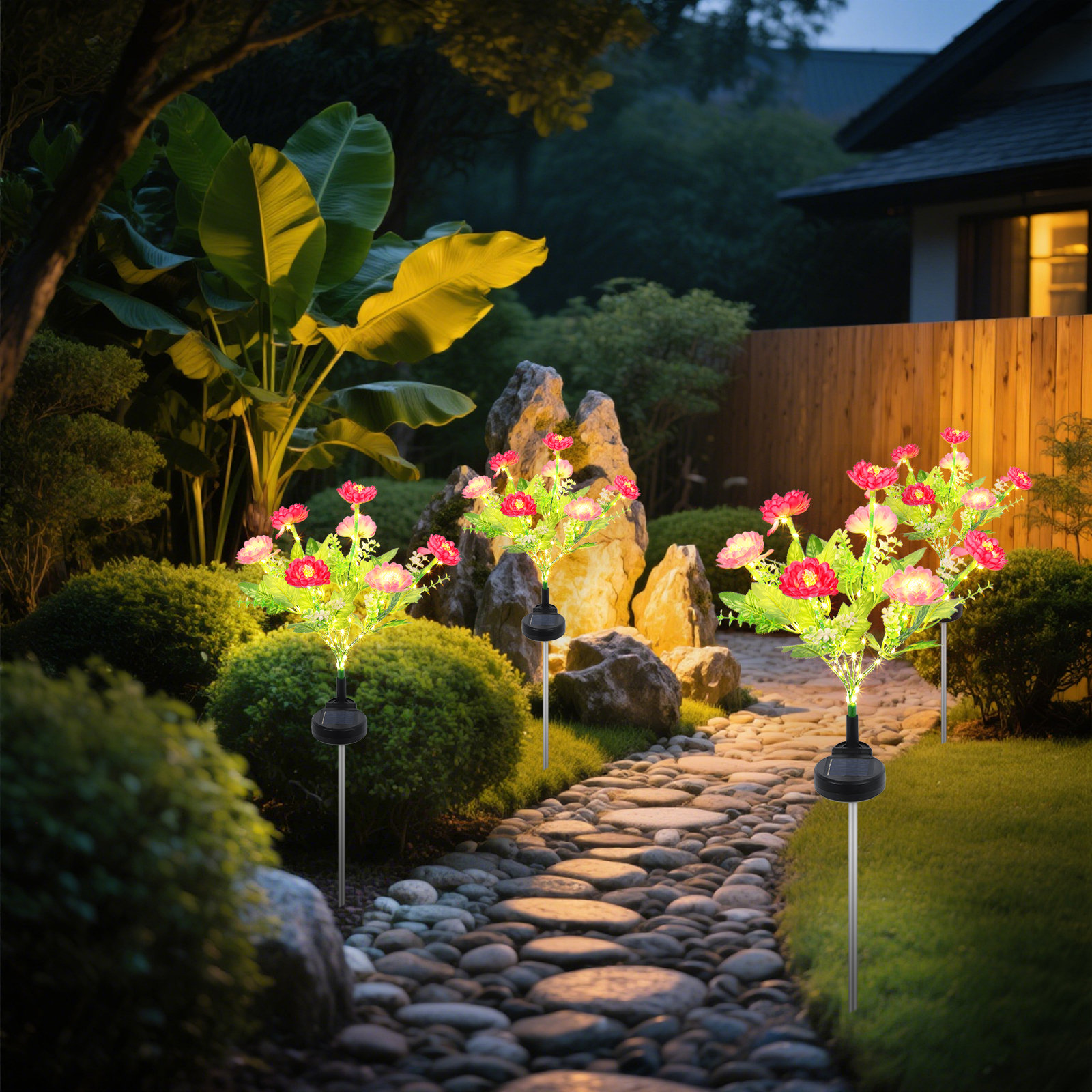 CELLPAK 6-Pack Solar Snow Chain Flower Lights - Pink | Wayfair