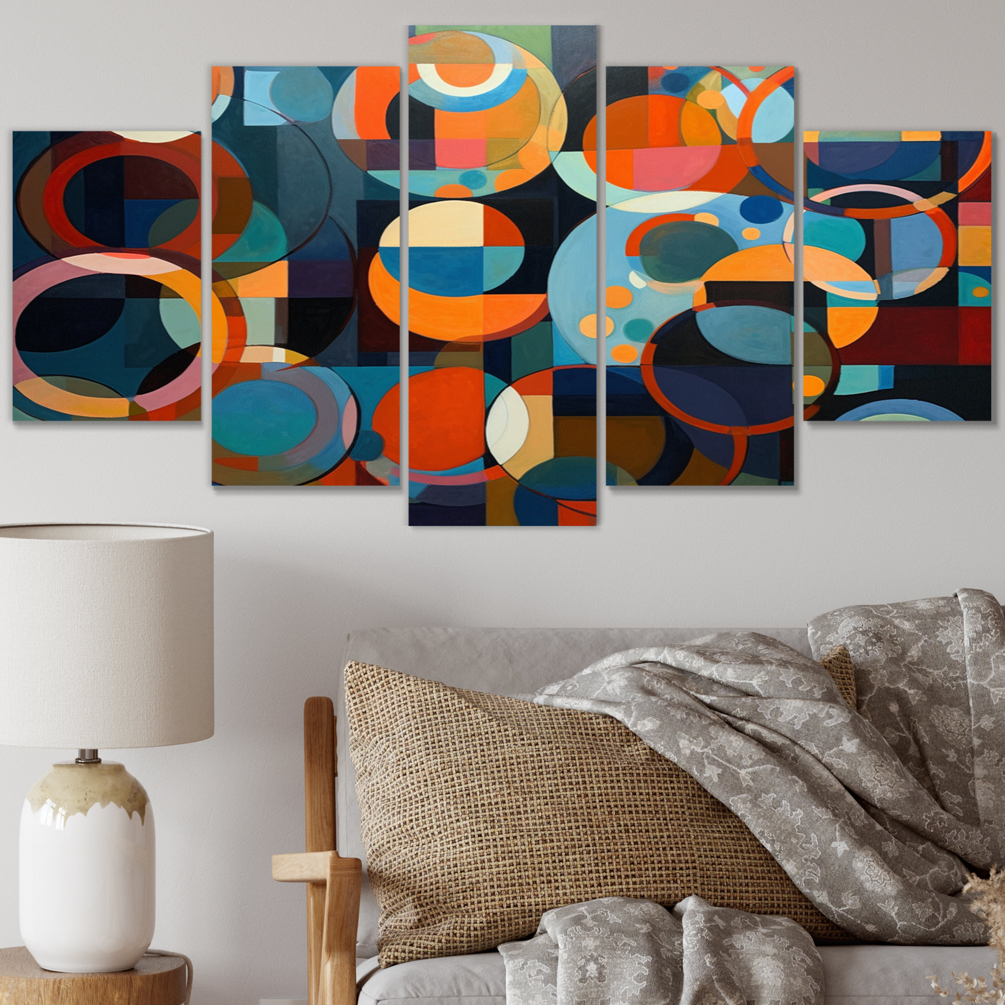 George Oliver Orange Blue Geometry Unleashed I - Abstract Shapes Canvas ...