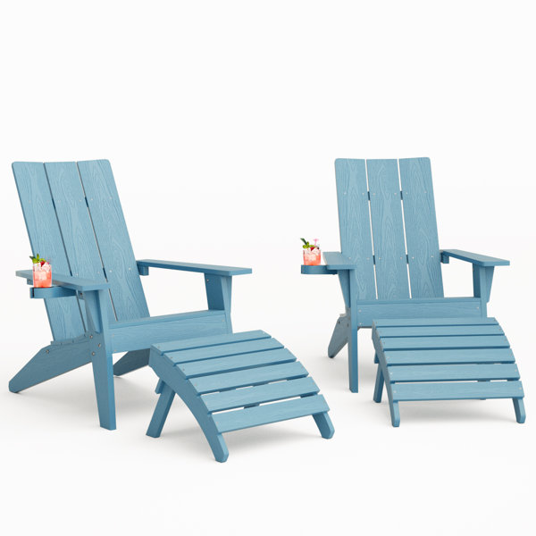 Lazio Outdoor Plastic Adirondack Chair with Ottoman & Reviews | Wayfair