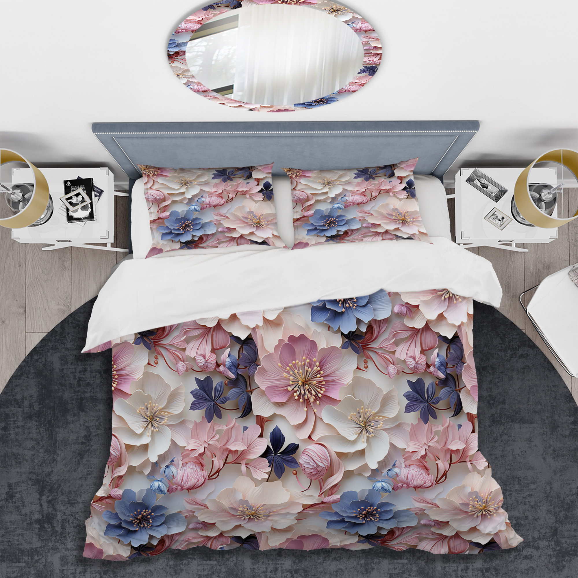 Design Art Romantic Blossoms Floral Pattern Bedding | Wayfair