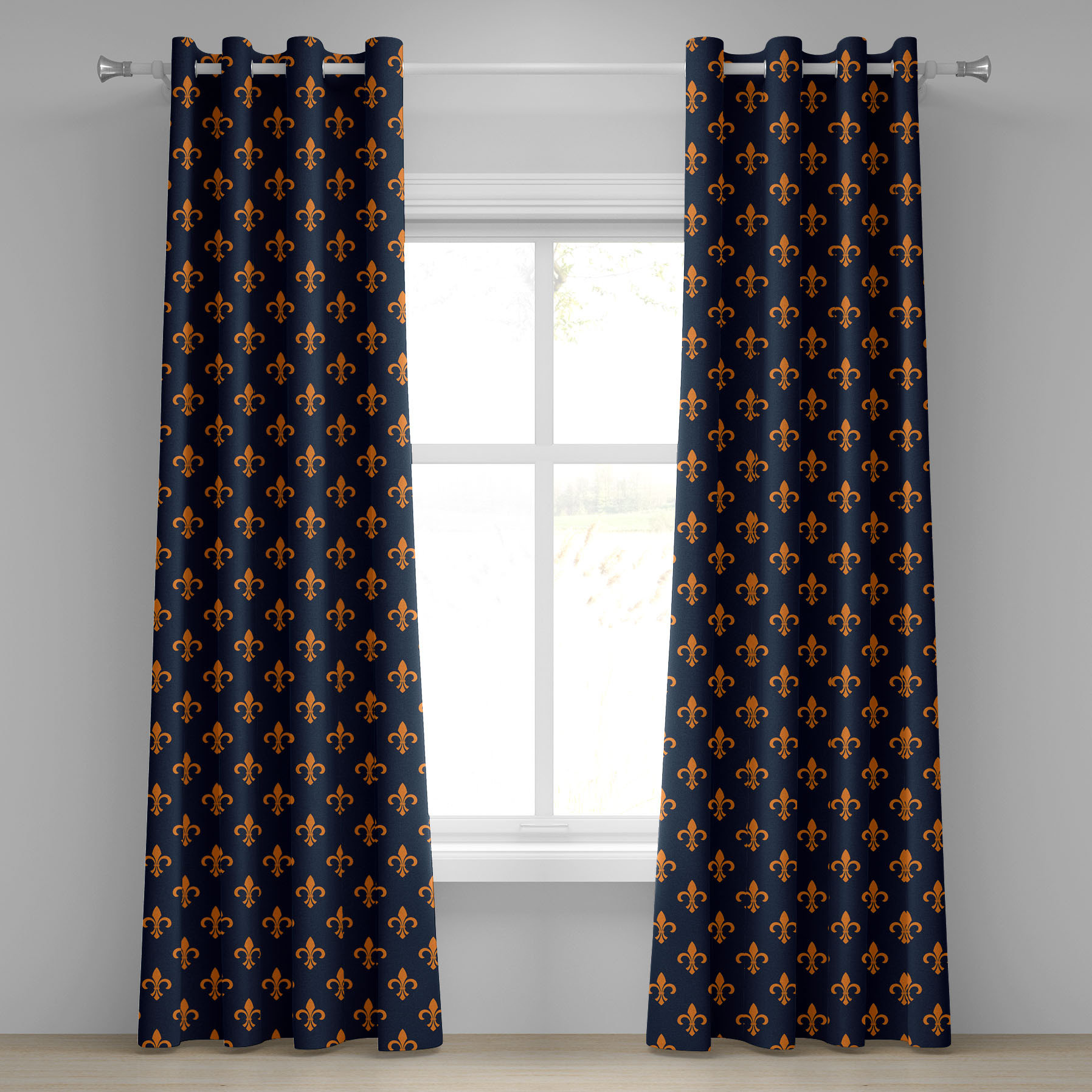 Latitude Run® Fleur De Lis Grommet Curtain 2-Panel Window Drapes, 50 ...