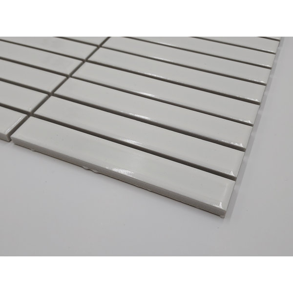 TheMosaicFactory 6" x 1" Straight Edge Porcelain Grid Mosaic Sheet Tile ...