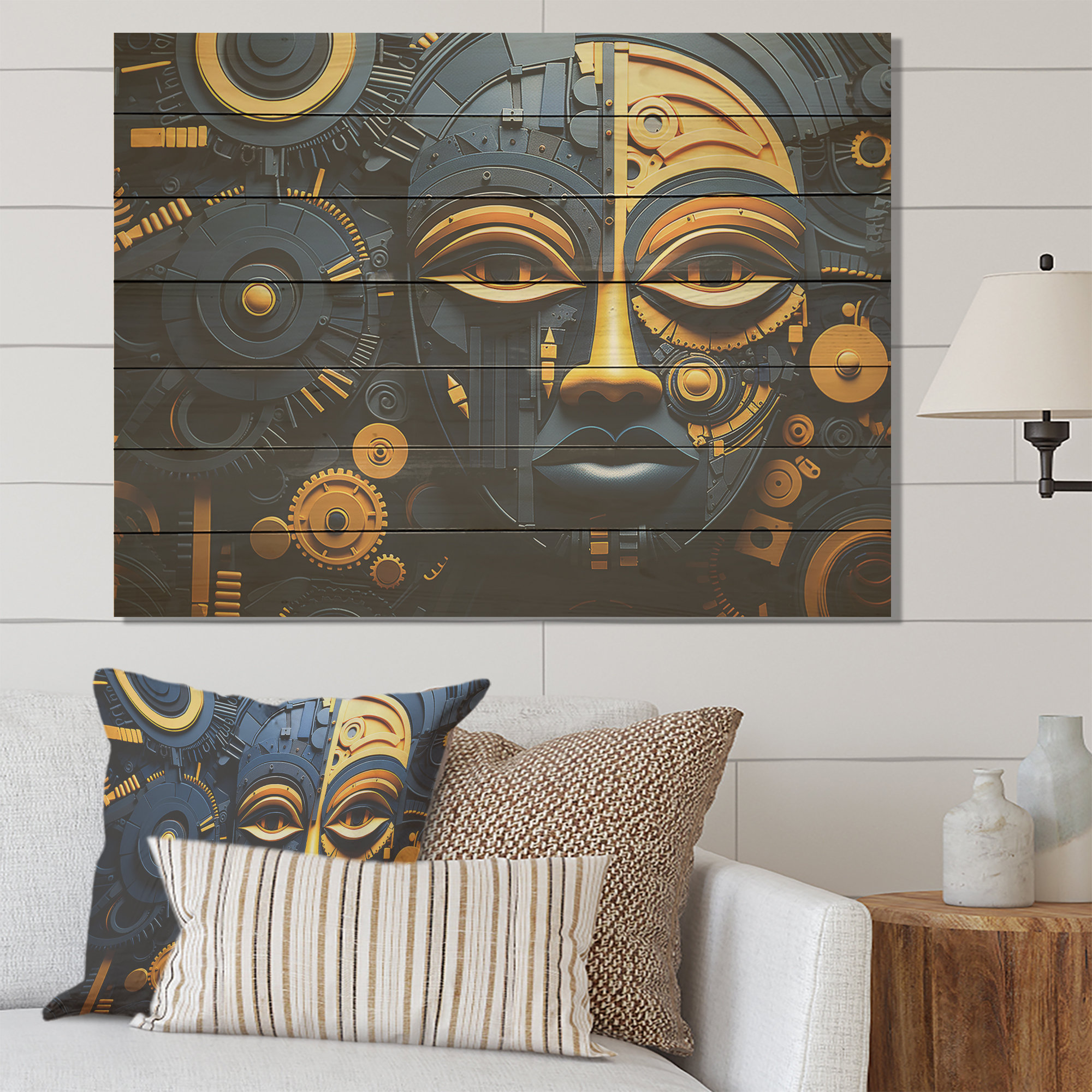 Bungalow Rose Yellow And Blue African Kuba Patterns Mask - African Mask ...