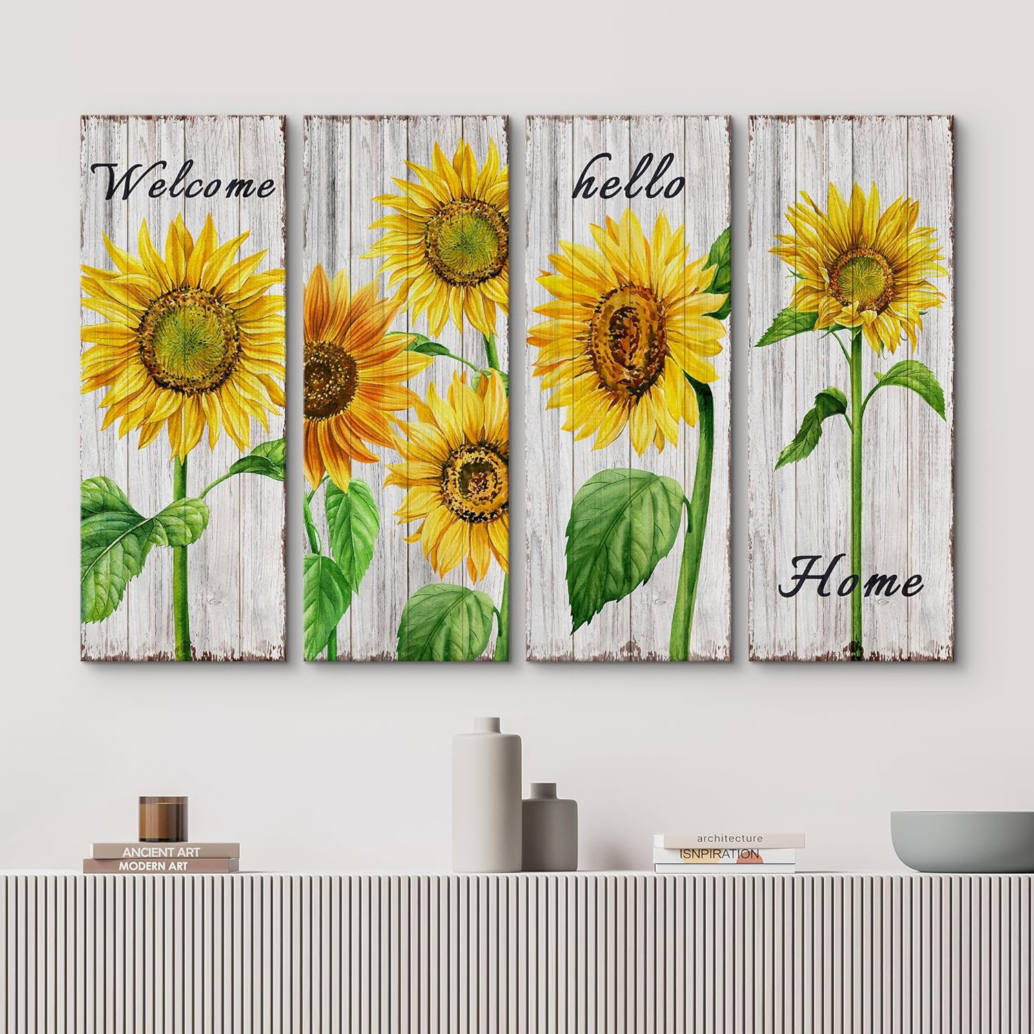 IDEA4WALL Sunflower " Spring Summer Sunflower Nature Botanical Print ...