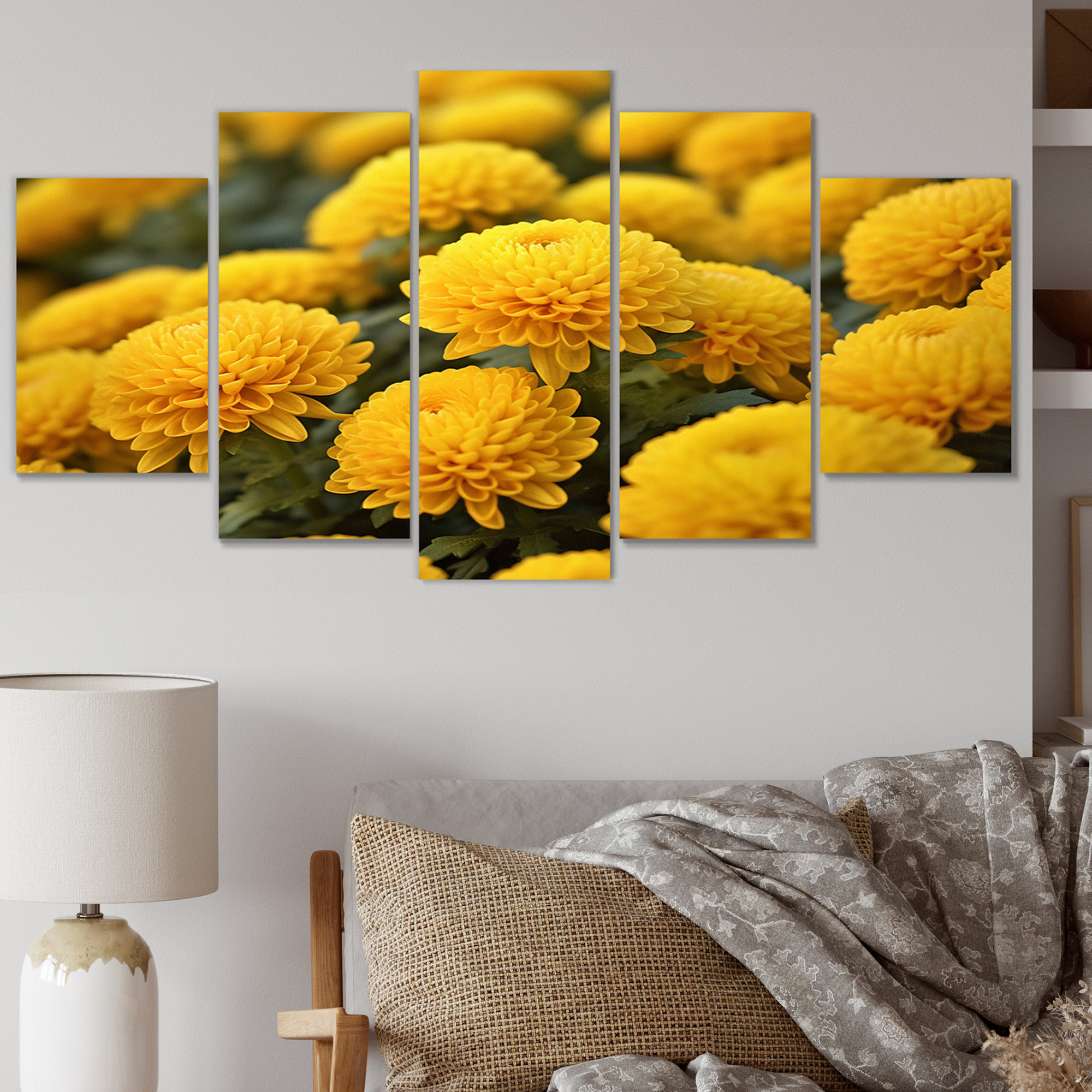 Latitude Run® Yellow Mums in Bloom I - 5 Piece No Frame Print on Metal ...