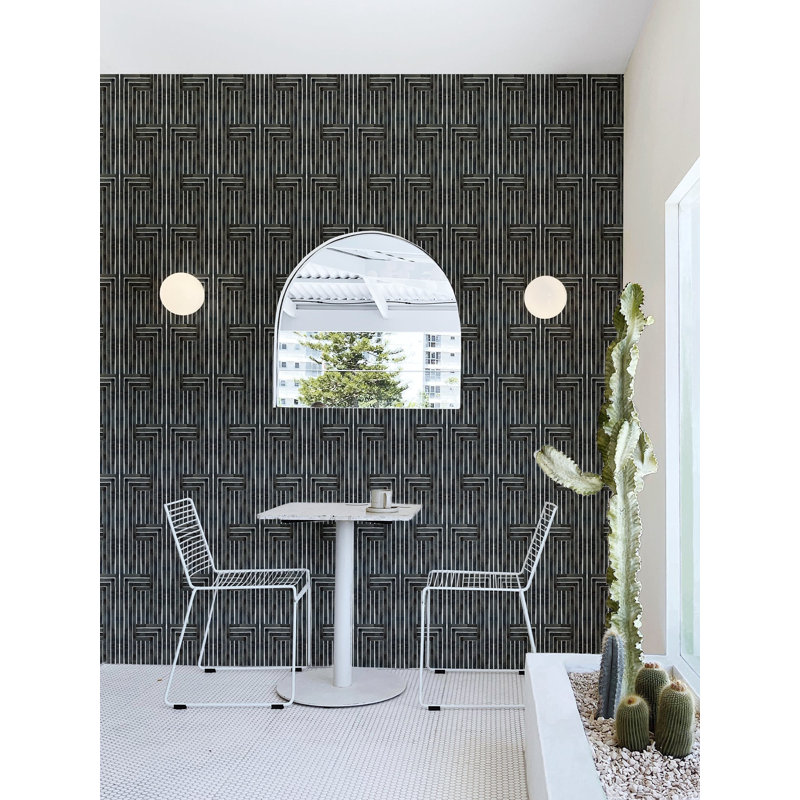 Mitchell Black Organic Striped Vinyl Wallpaper Roll | Perigold