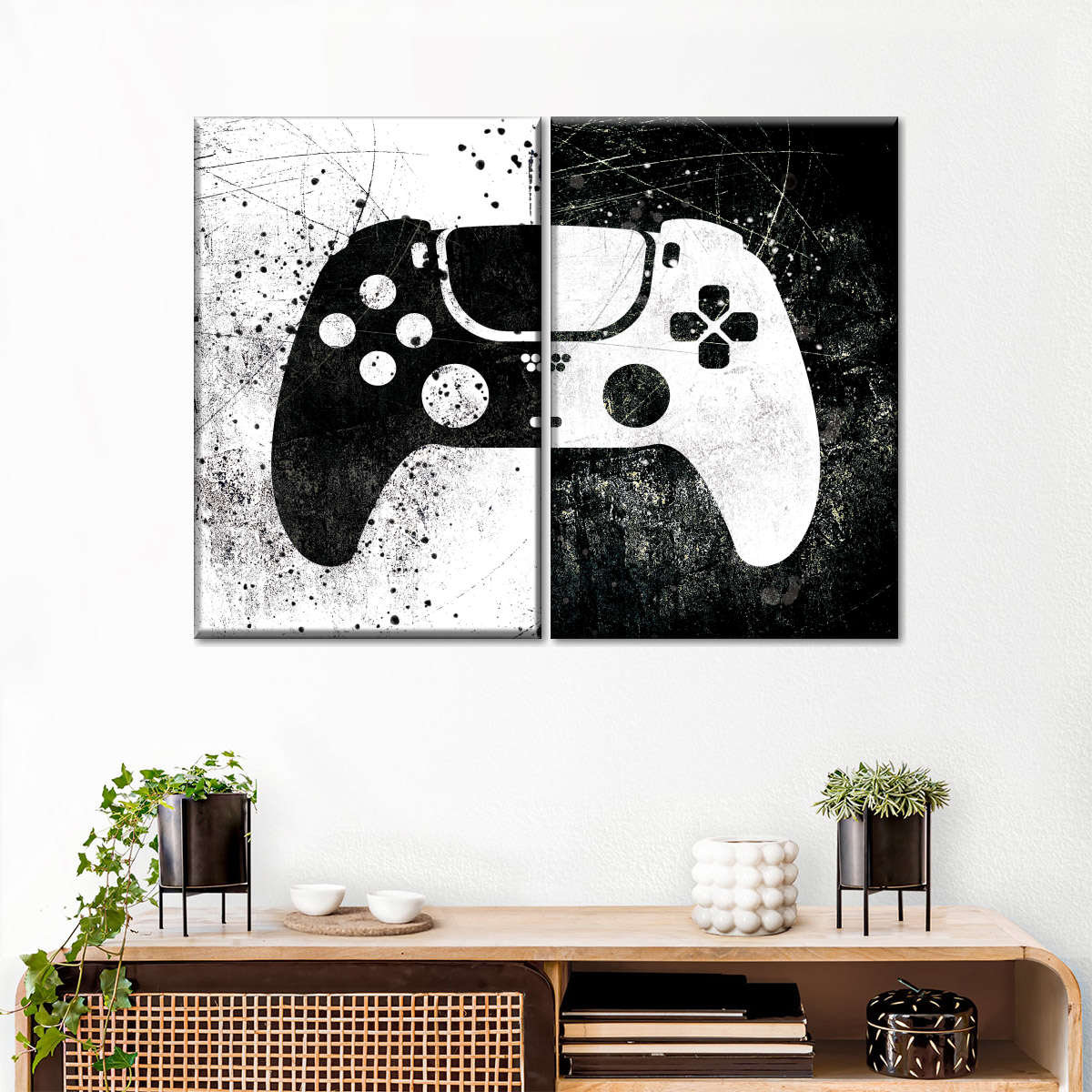 Trule Grunge Game Controller On Canvas 2 Pieces Set | Wayfair