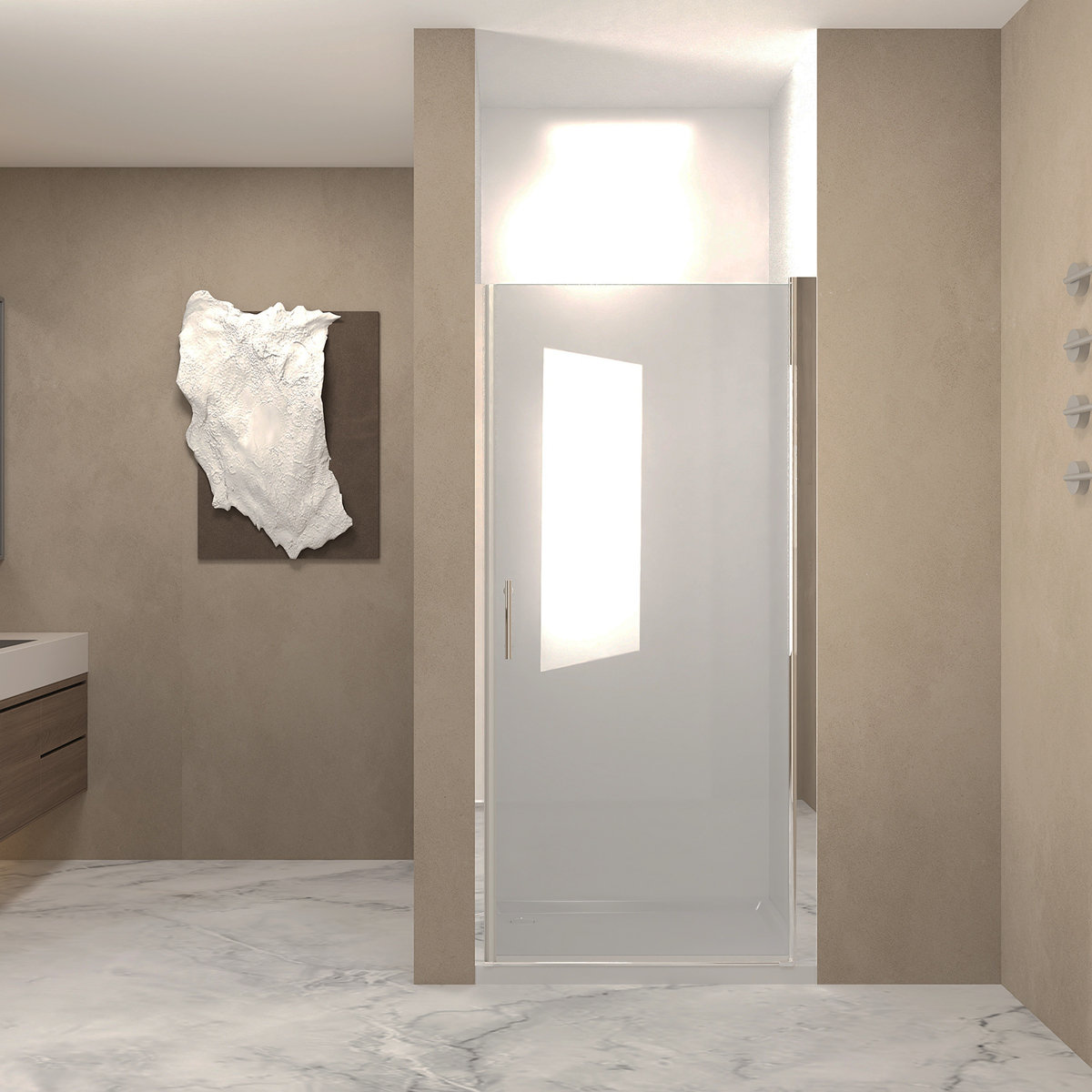 WANDINGT 34"X 72" Pivot Shower Door, Aluminum Frame, Half Frame ,1/4 ...