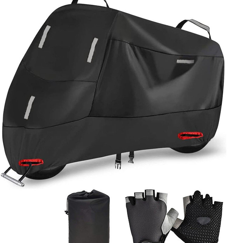 ZILNOX 300D Heavy Duty Motorcycle Cover with 1 Pair of Cycling Gloves ...