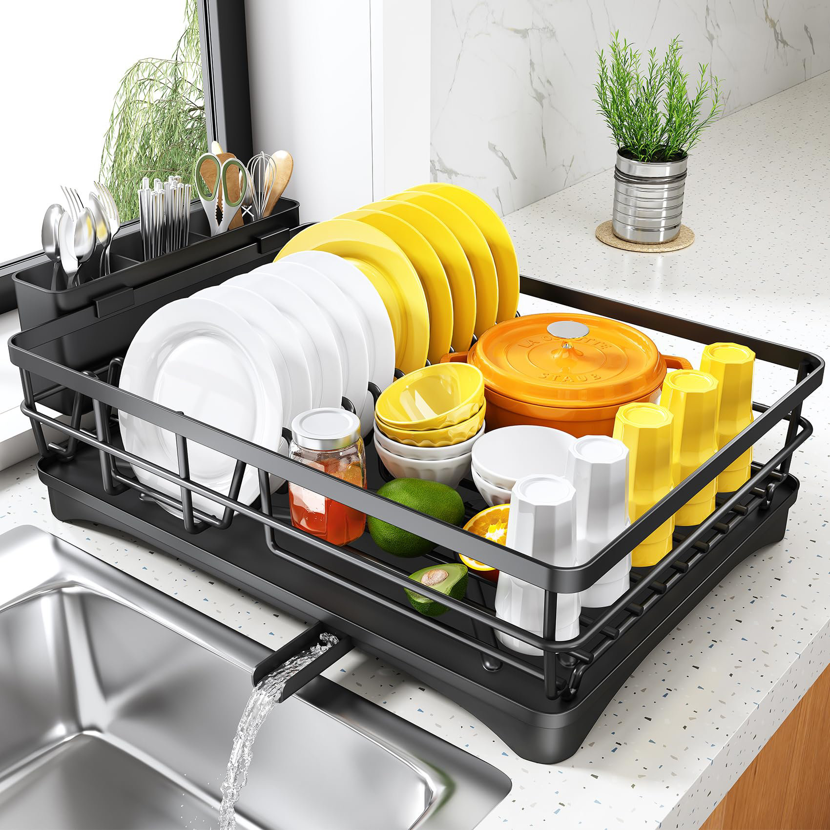 PET SUPPLY PLUS INC Dish Rack, Stainless Steel Dish Rack, With Drain ...