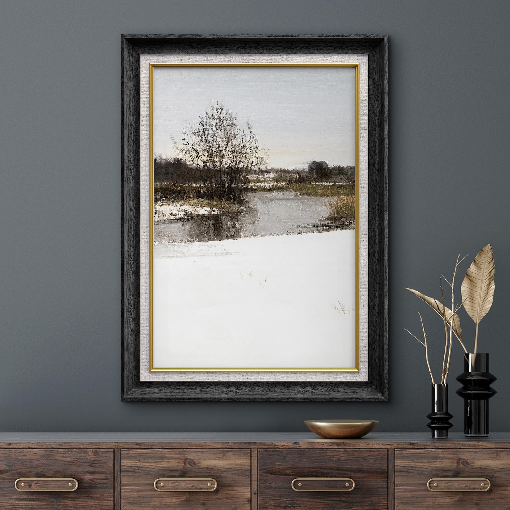 IDEA4WALL Rustic Countryside Autumn Fall Tree over River Lake - Single ...