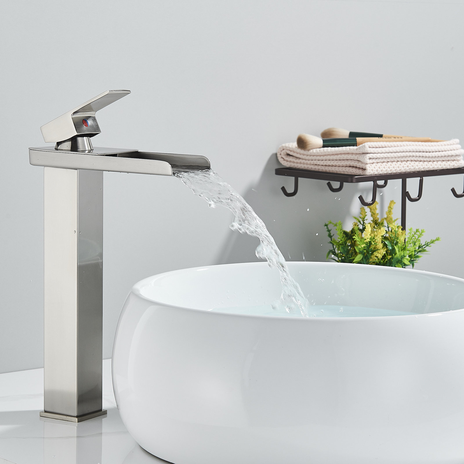 AlenArtWater Modern Vessel Sink Faucet,Tall Wide Spout Waterfall Single ...