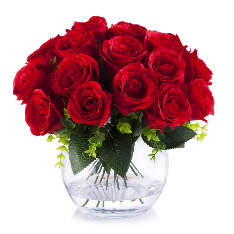 House of Hampton® 18 Heads Roses Floral Arrangement and Centerpiece in ...