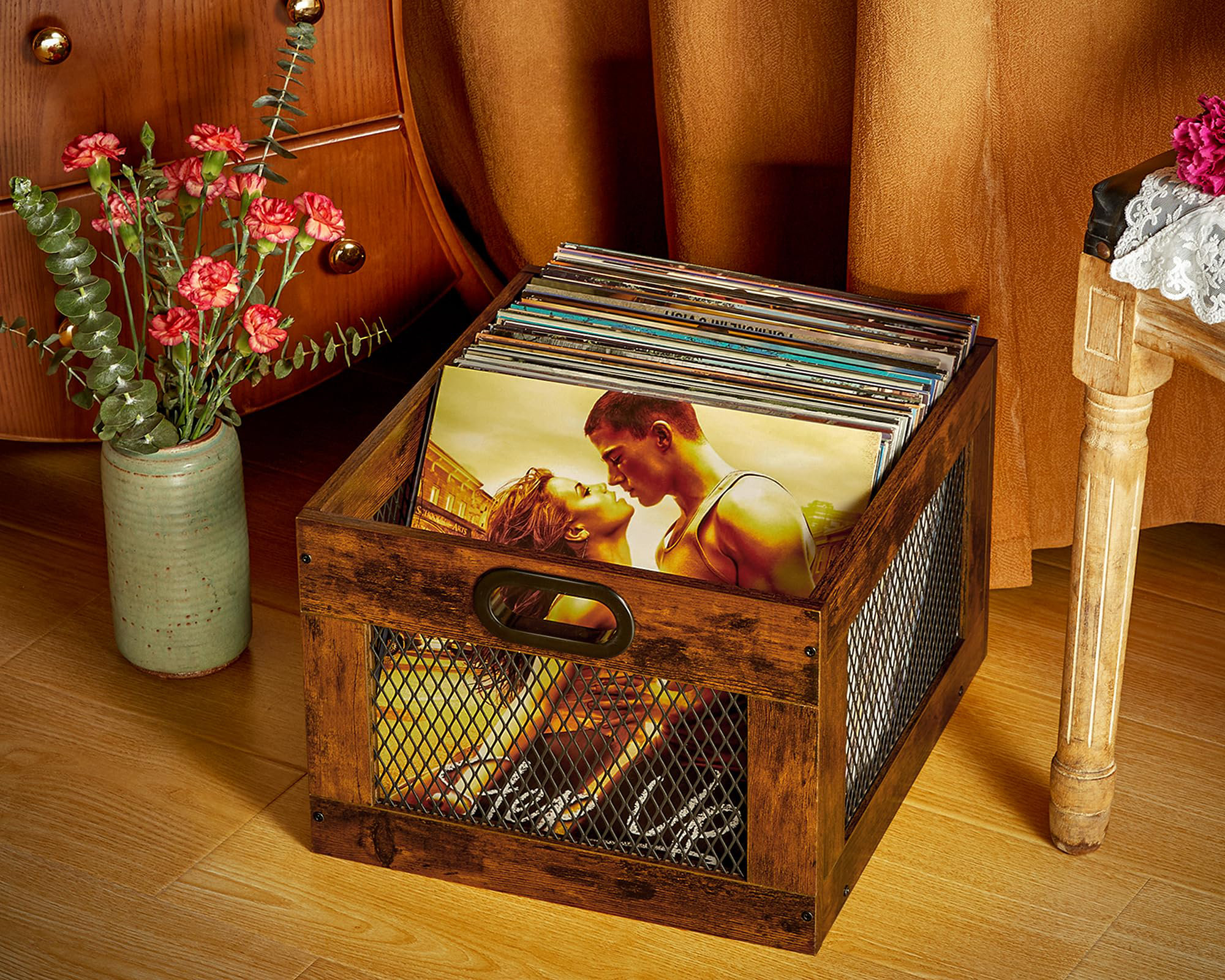 17 Stories Vinyl Record Storage Crate Wooden Record Holder, Classic ...