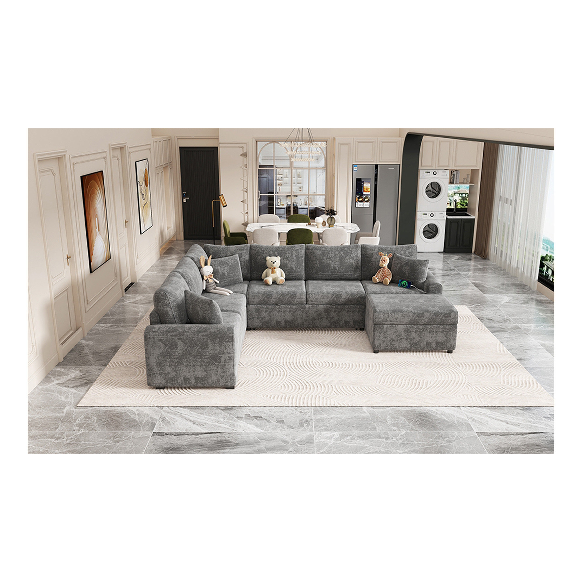 Latitude Run® 112.2" Sectional Sofa Pull-out Sofa Bed Sleeper with a ...