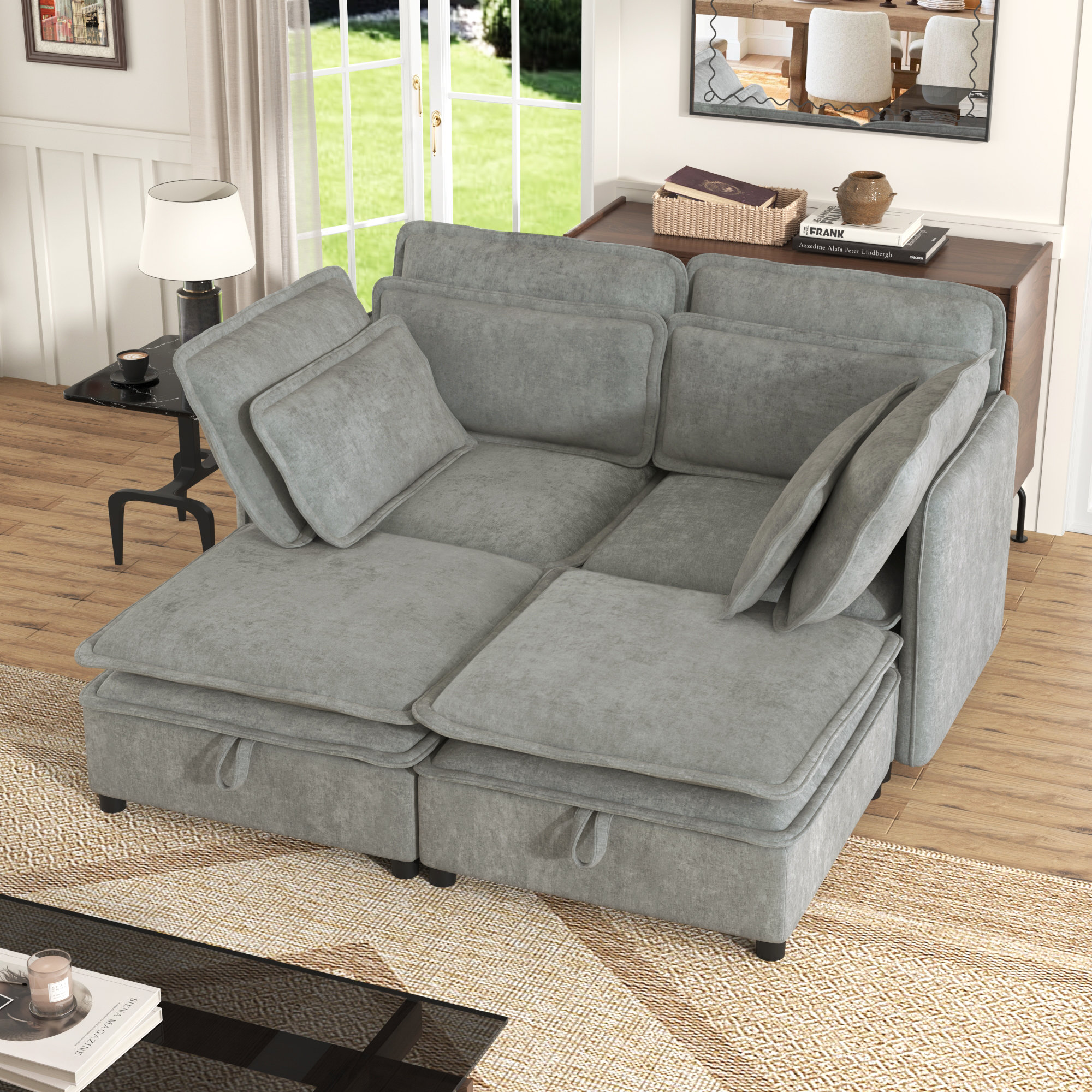 Latitude Run® Elysara 65.3" Modular Sleeper Sofa Convertible Sectional ...