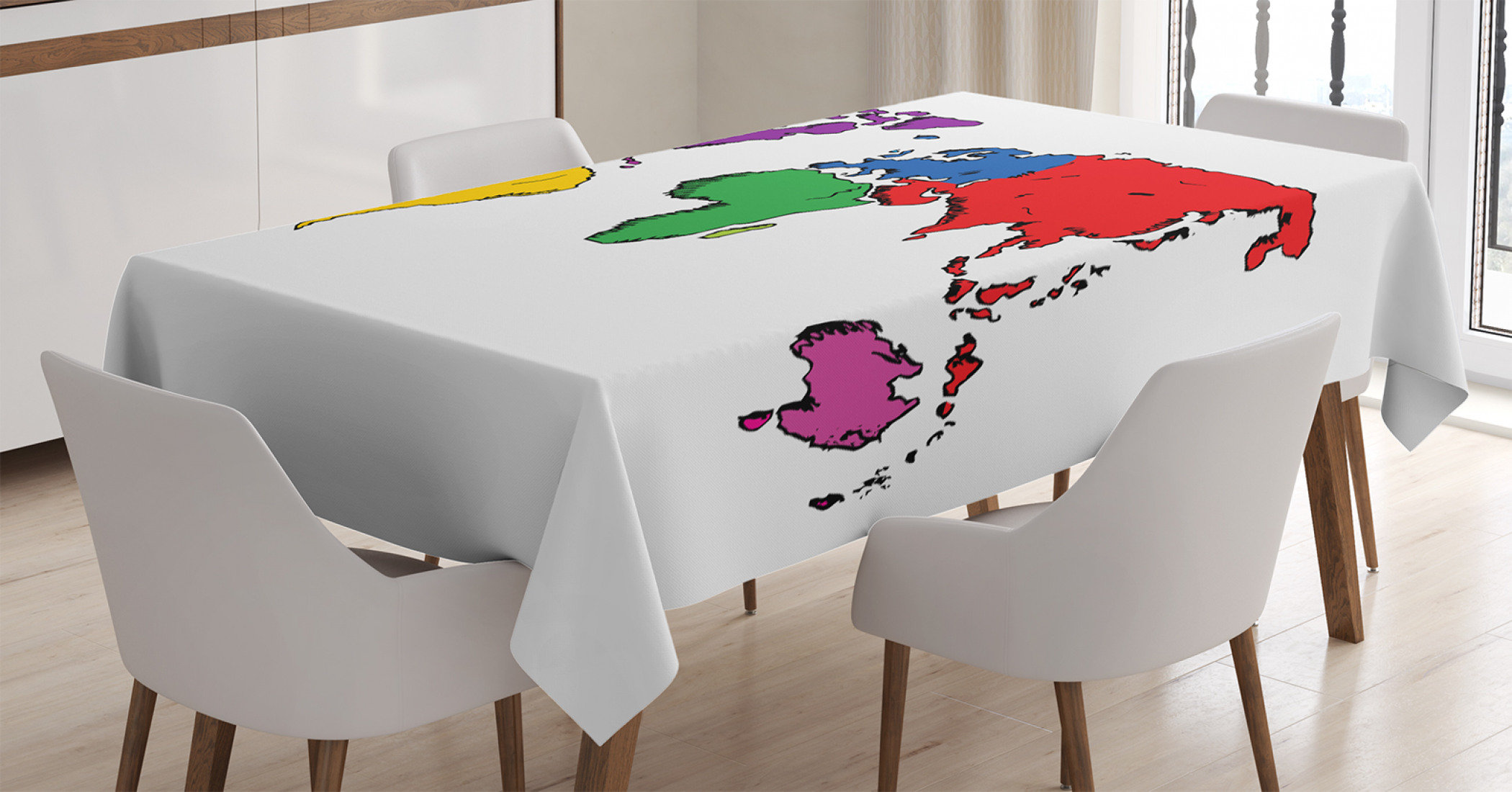 East Urban Home Ambesonne World Map Tablecloth, Contemporary ...