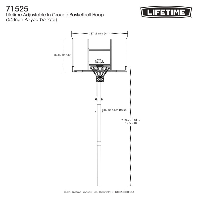 Lifetime Height Adjustable In-Ground Basketball Hoop (54" Polycarbonate ...