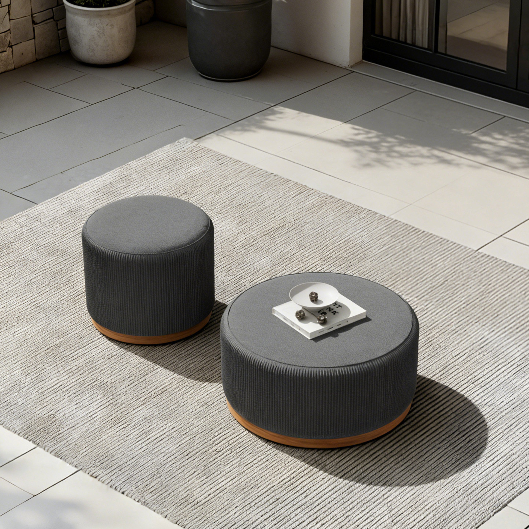 ASCreate Briles All-Aluminum Outdoor Poufs With Quilted Wrap & Reviews ...