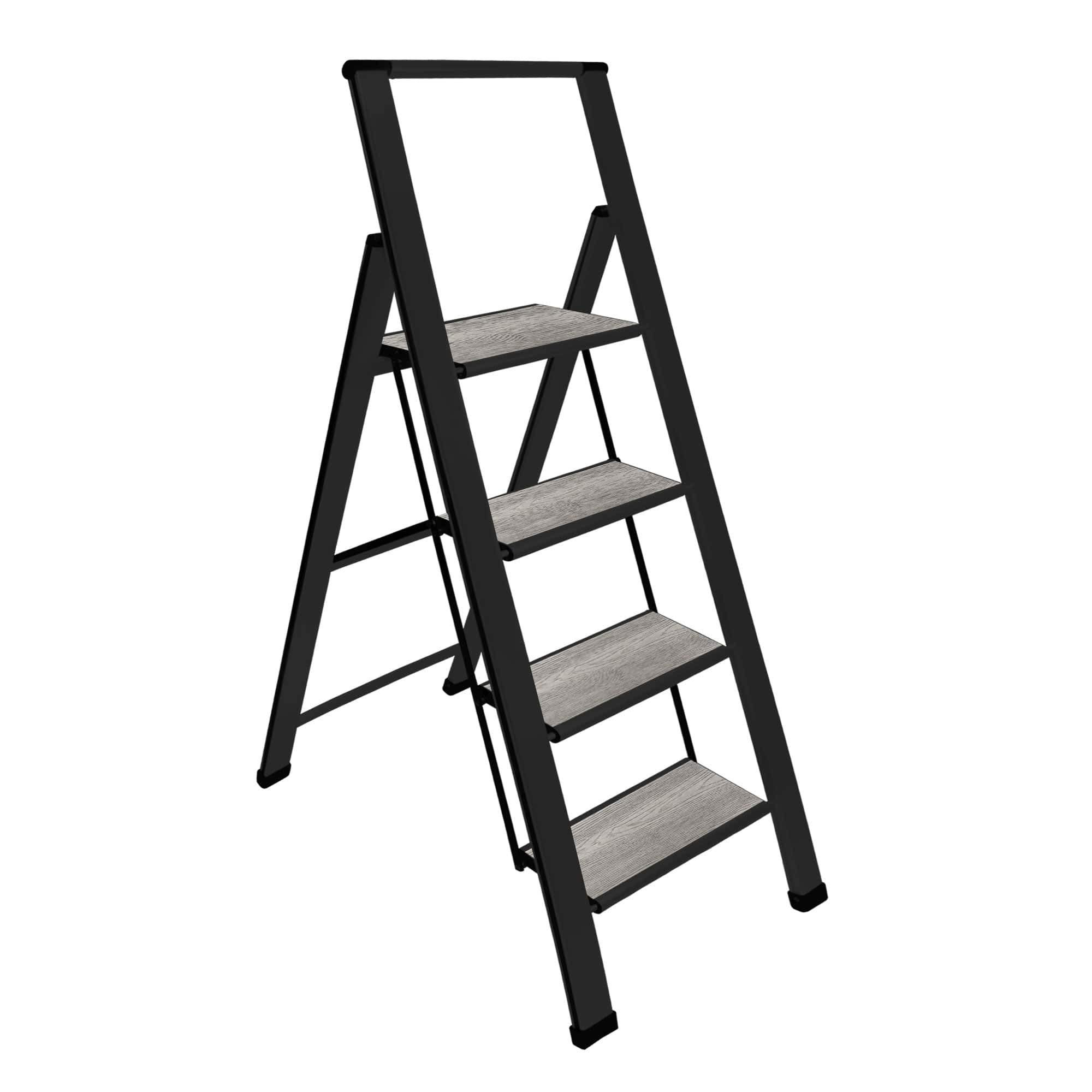 Sorfey Premium 4 Step Modern Bamboo Ladder. Lightweight, Ultra Slim ...