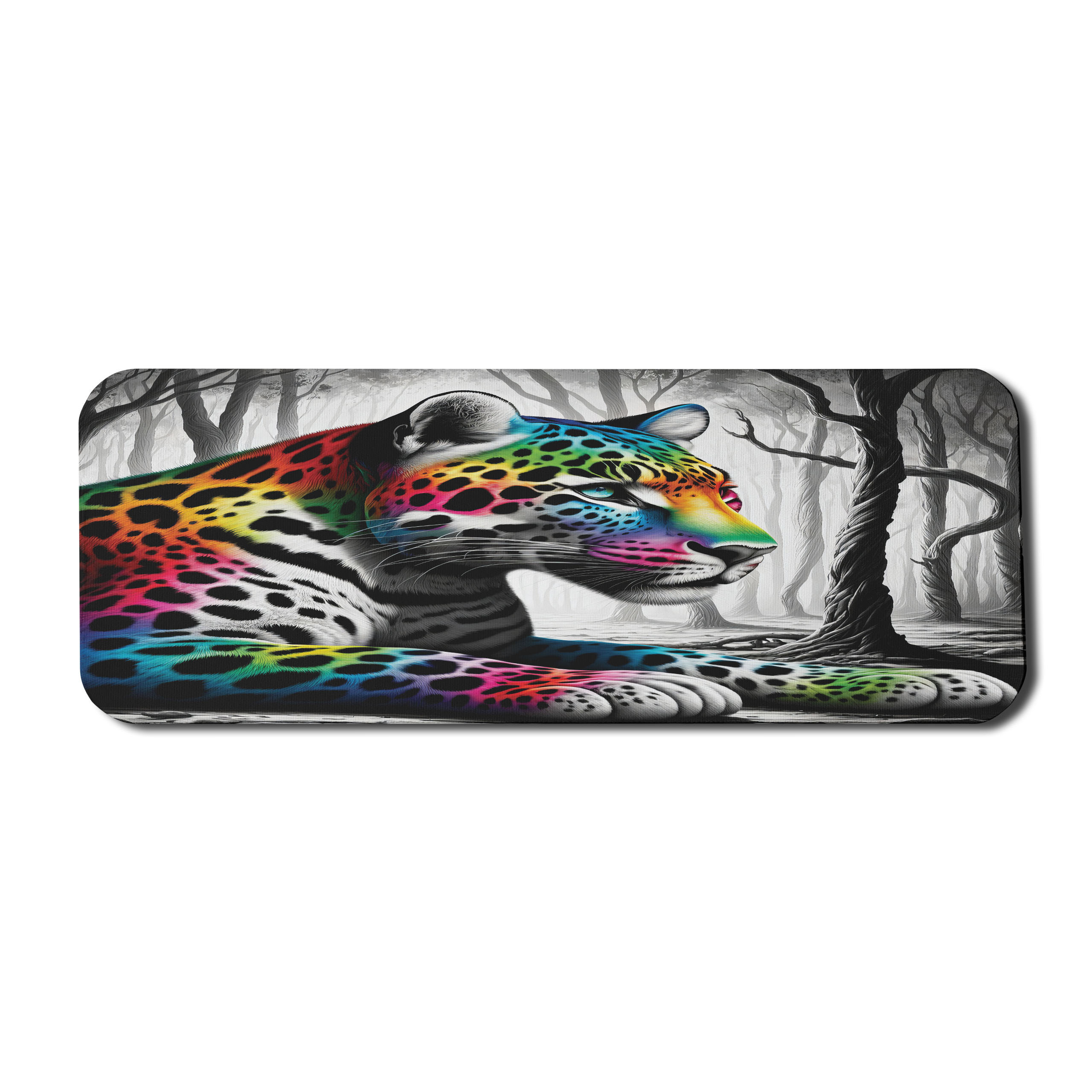 House of Hampton® Leopard Gaming Mouse Pad Rainbow Cat in Greyscale 31 ...