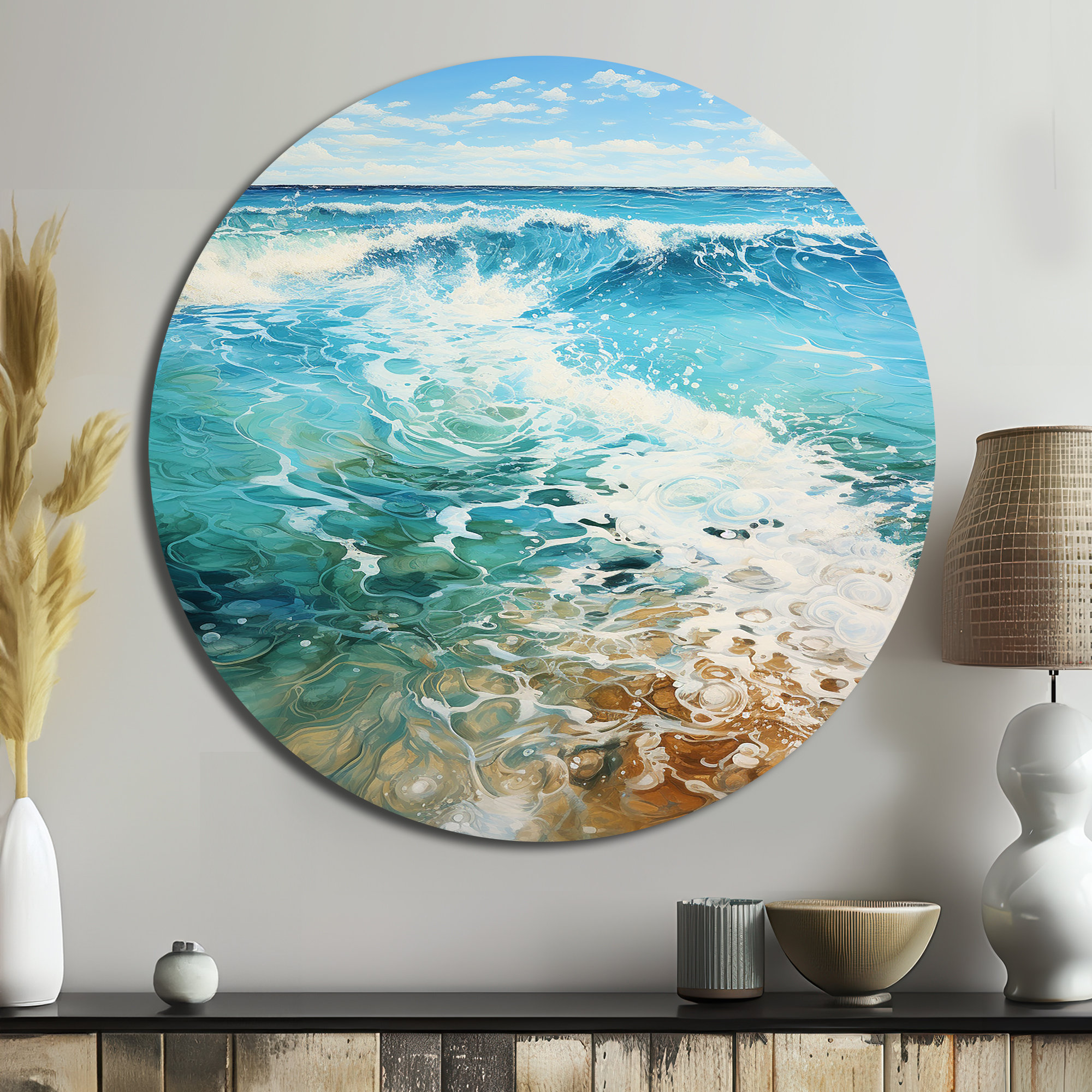 Design Art Beach Photo Oceanic Rhythms XII - Coastal Round Metal Art | Wayfair