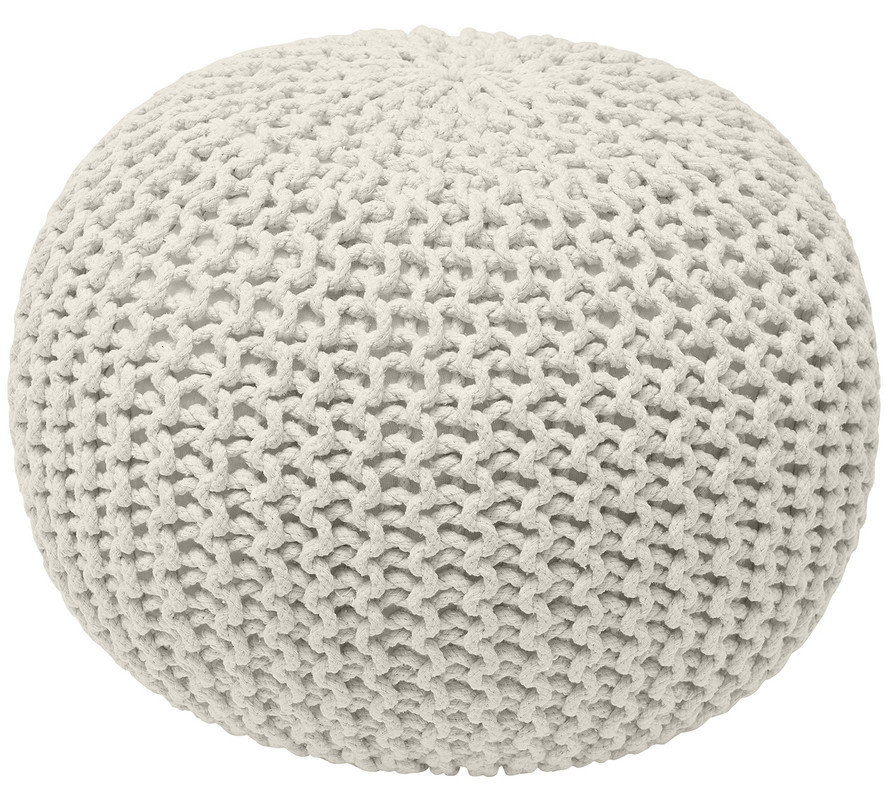 Gracie Oaks 100% Cotton Hand Knitted Pouf Ottoman & Reviews | Wayfair