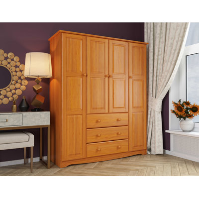 Winston Porter Musman Family 100% Solid Wood 4-door Wardrobe Armoire ...