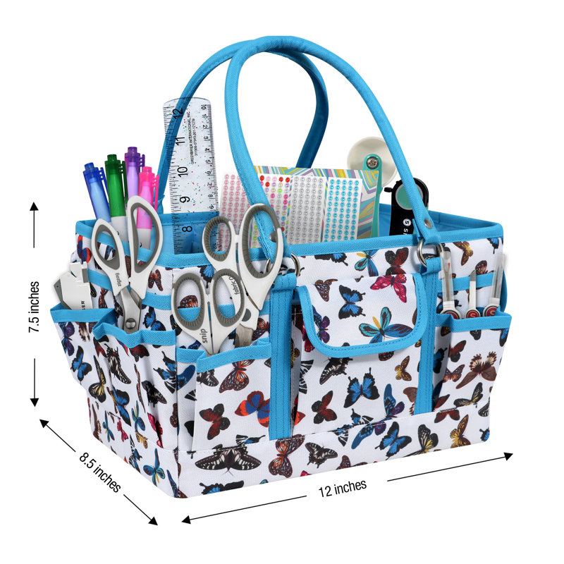 SINGER Storage Collapsible Tote Caddy, Multicolor Butterfly Print | Wayfair