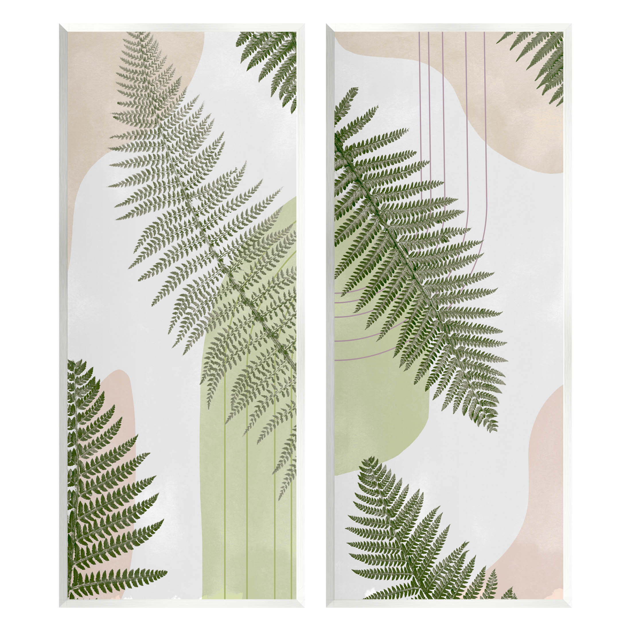 Stupell Industries Fern Leaves Pastel Geometric 2 Piece Wall Plaque Art ...