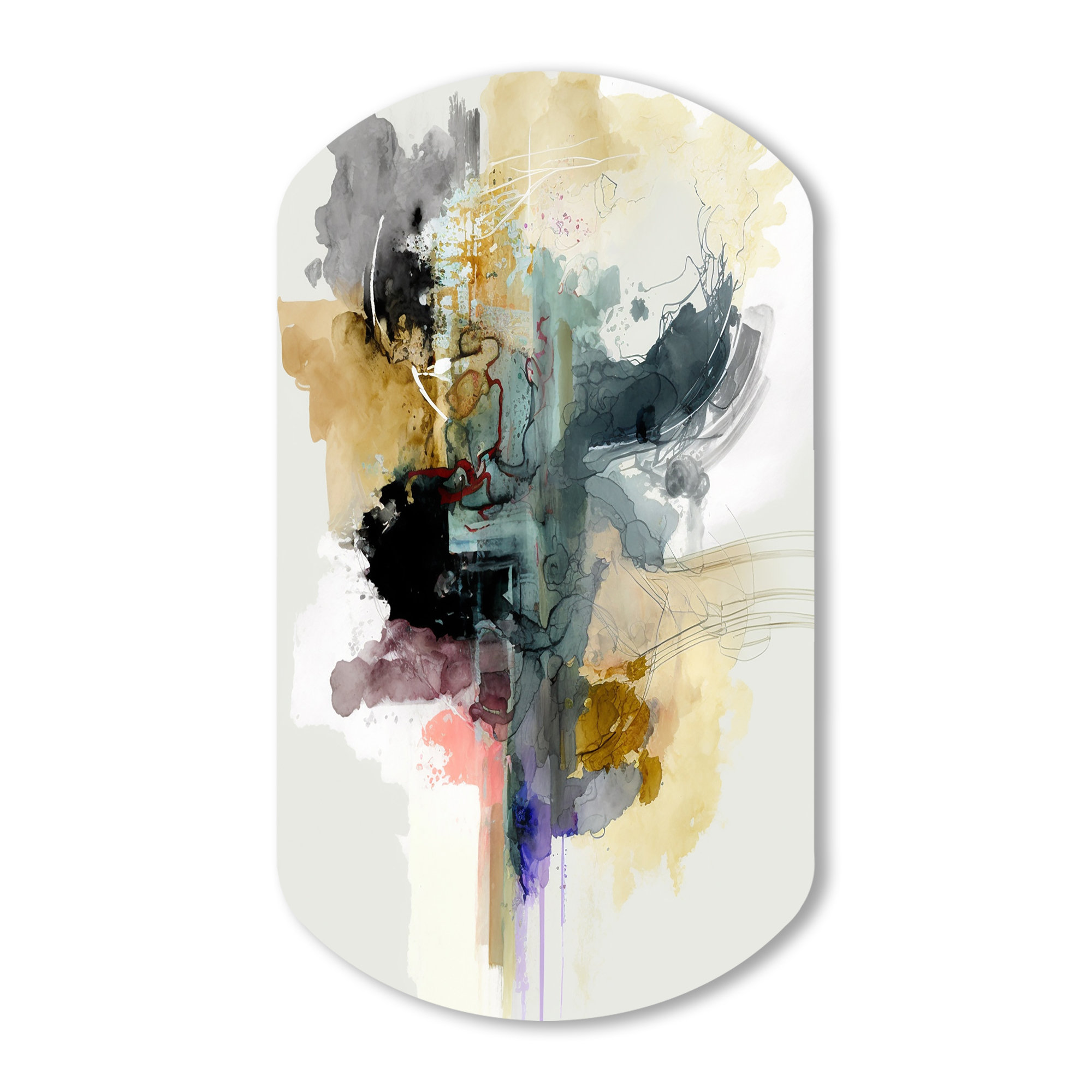 Design Art Alizarin Order II - Abstract Liquid Ink Cylinder Shape ...