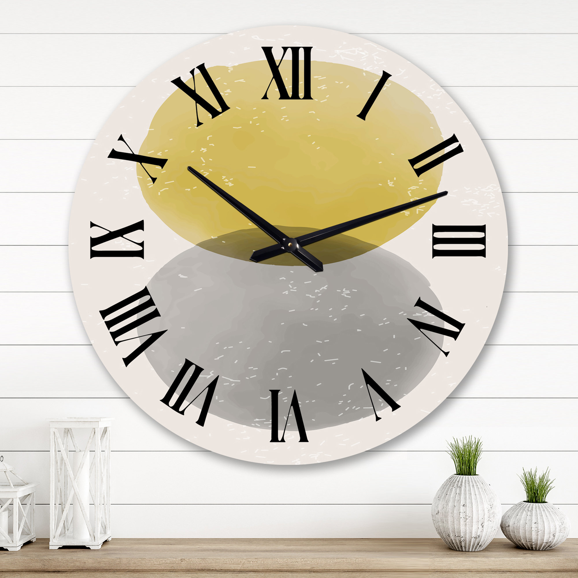 East Urban Home Oversized Moon Shape Minimalist II Wall Clock | Wayfair