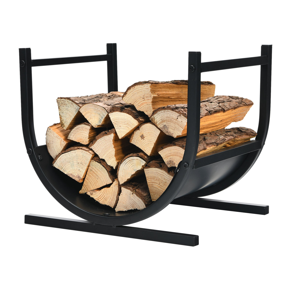 Red Barrel Studio® 17'' U-shaped Firewood Rack Steel Fireplace Wood ...